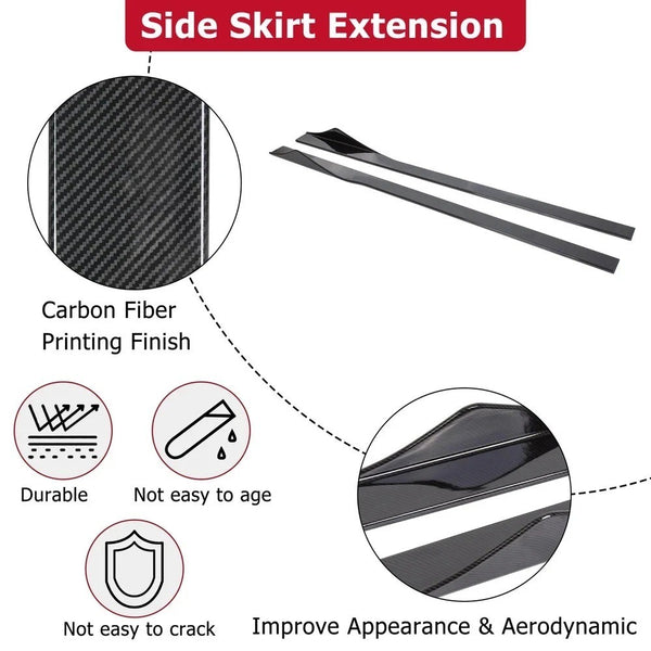75″ Carbon Style Side Skirt Extension Body Splitter For 97-04 Chevy C5 ...